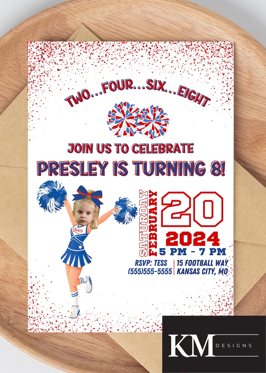 Cheerleader Invitation, Cheer Photo Birthday Invite, Custom Picture ...