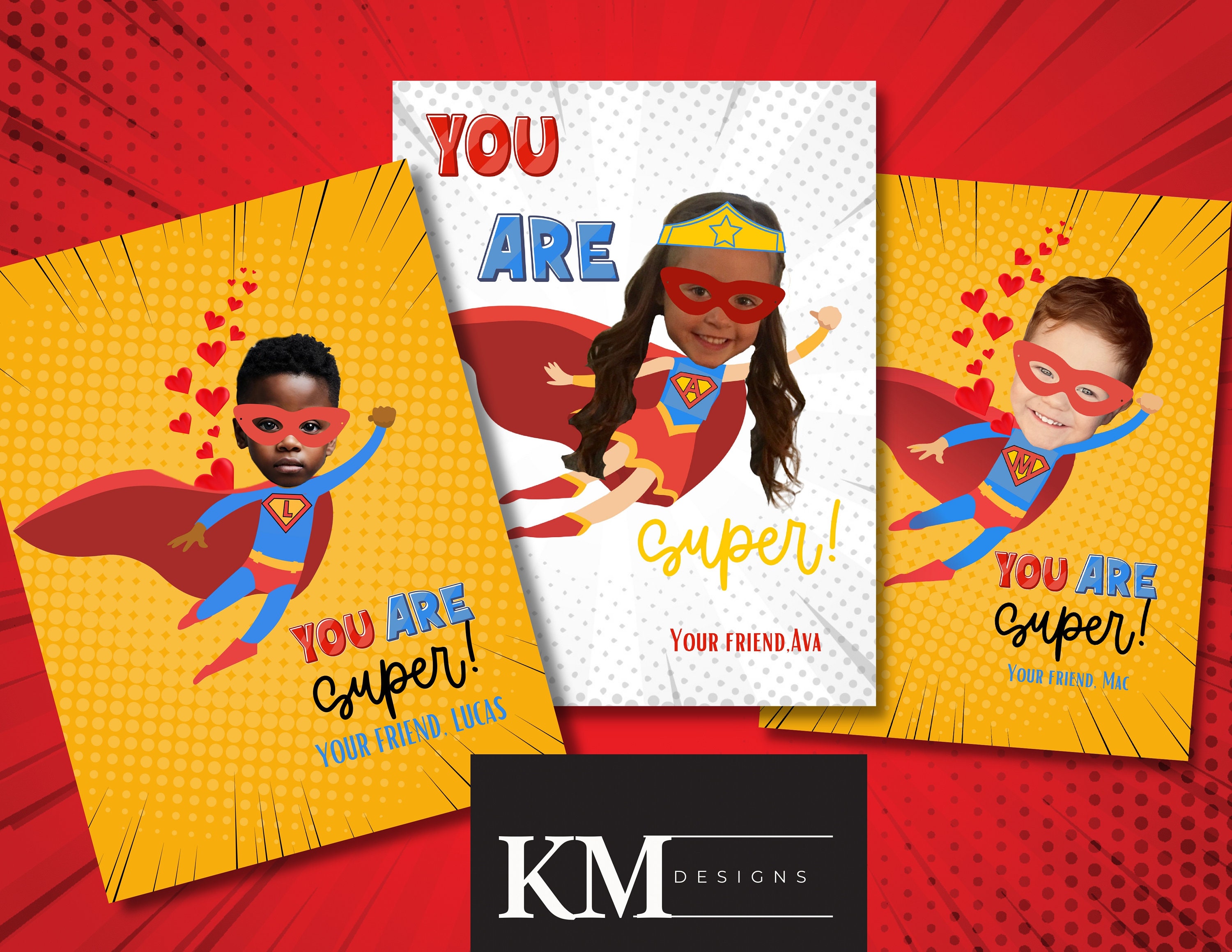 Custom Photo Super Hero Valentine, Printable Valentine, Child's ...
