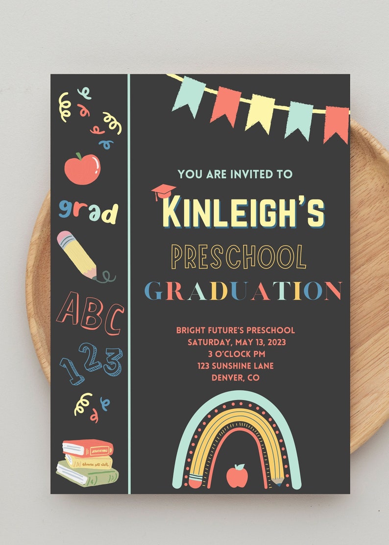 Preschool Graduation Invitation for Boy or Girl Printable - Etsy