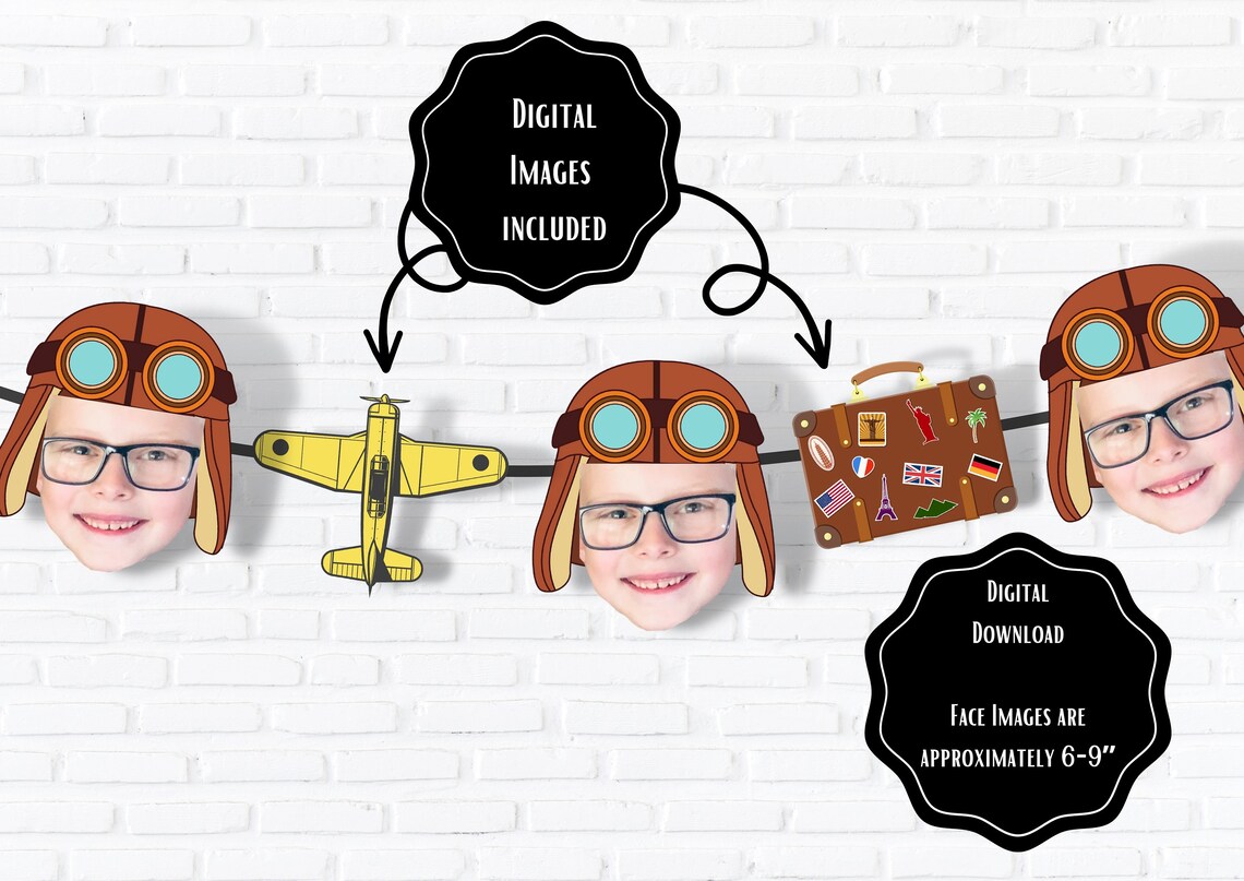 Retro PILOT Banner, (DIGITAL FILE) , Printable Aviation Face Banner ...