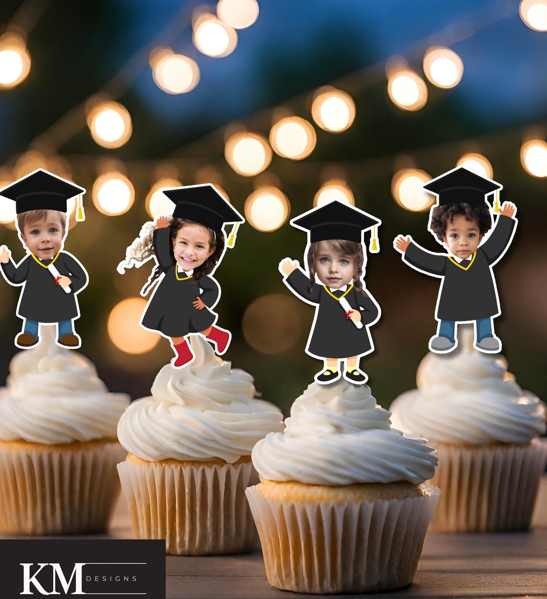 Graduation Photo Cupcake Toppers | Custom Photo Face Cupcake Toppers ...