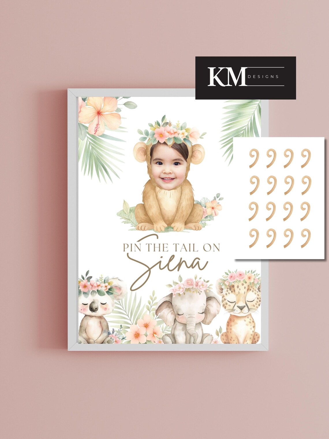 Custom Pin the Tail on the Monkey Printable Game | Girl Jungle Safari ...