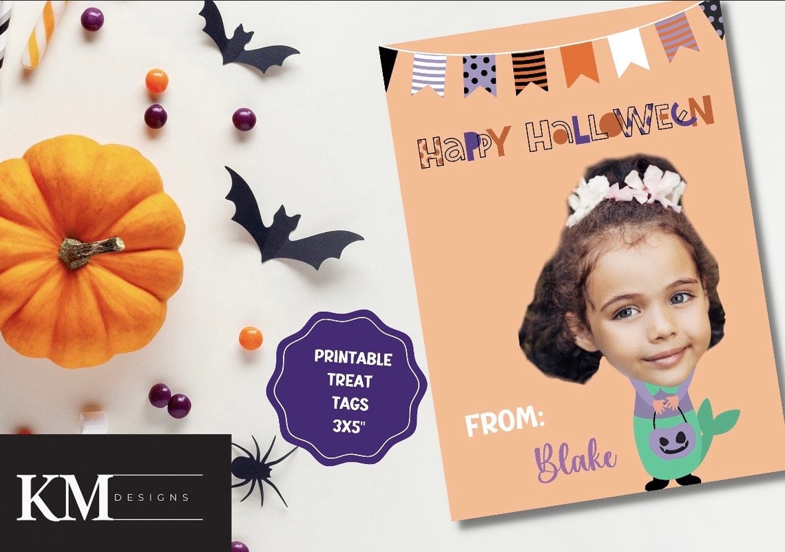 Halloween Class Party Favor Tag, Custom Photo Halloween Treat Tag ...