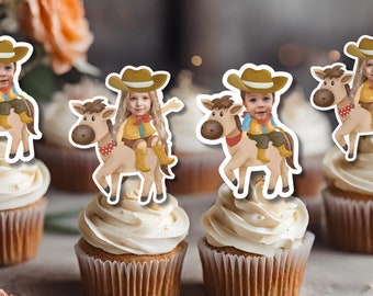 Rodeo Cupcake Topper Custom Face Photo Cowboy Cupcake Toppers Cowboy ...