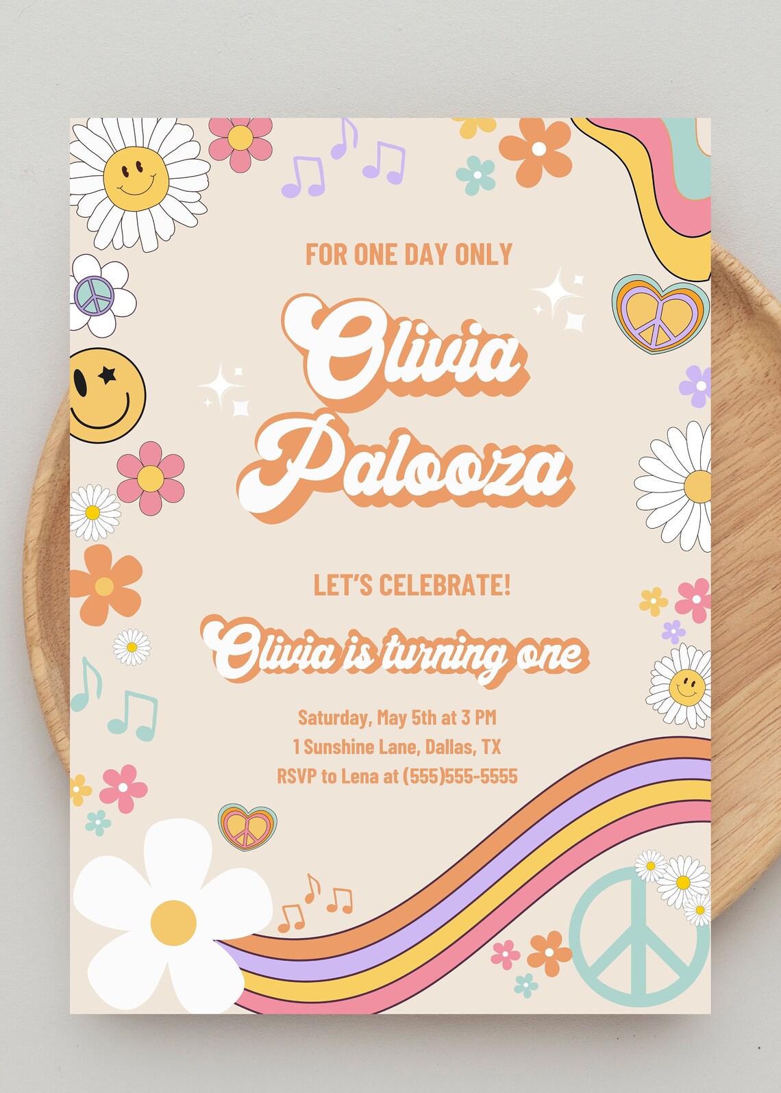 Groovy Birthday Invitation Retro Birthday Festival Party - Etsy