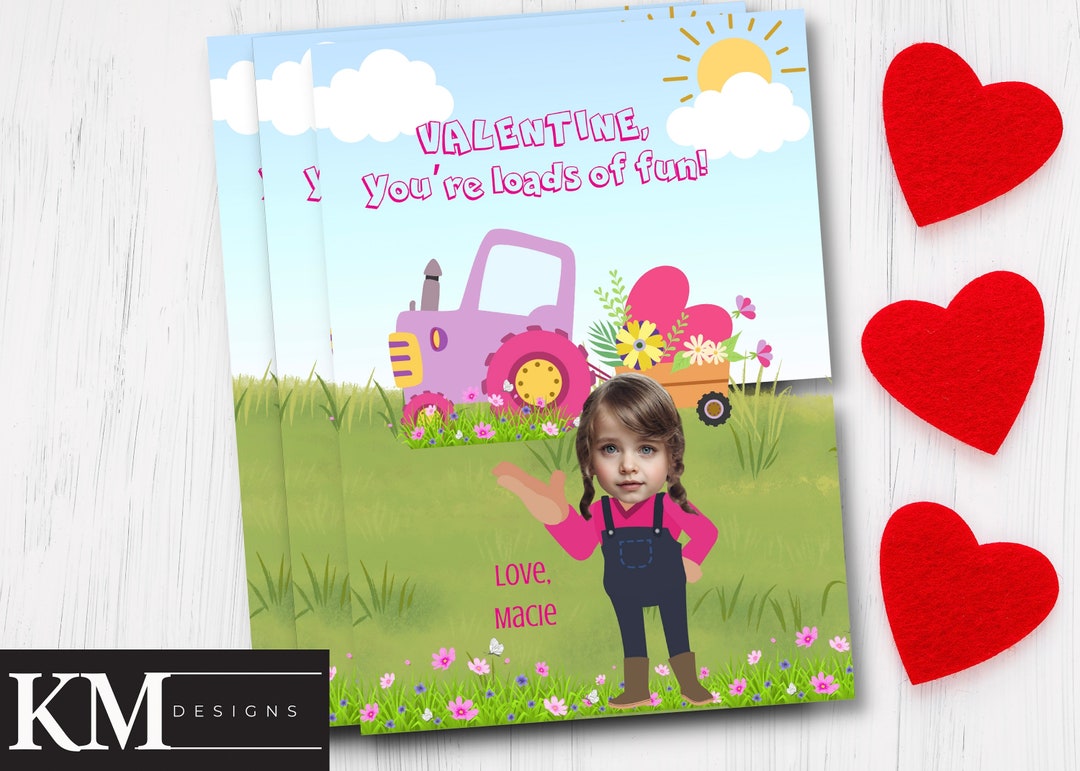 Tractor Valentines, Custom Photo Tractor Valentine, Personalized ...