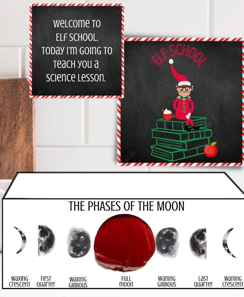 Printable Elf Moon Phases Props, Elf Moon Phases Scene, Elf School ...