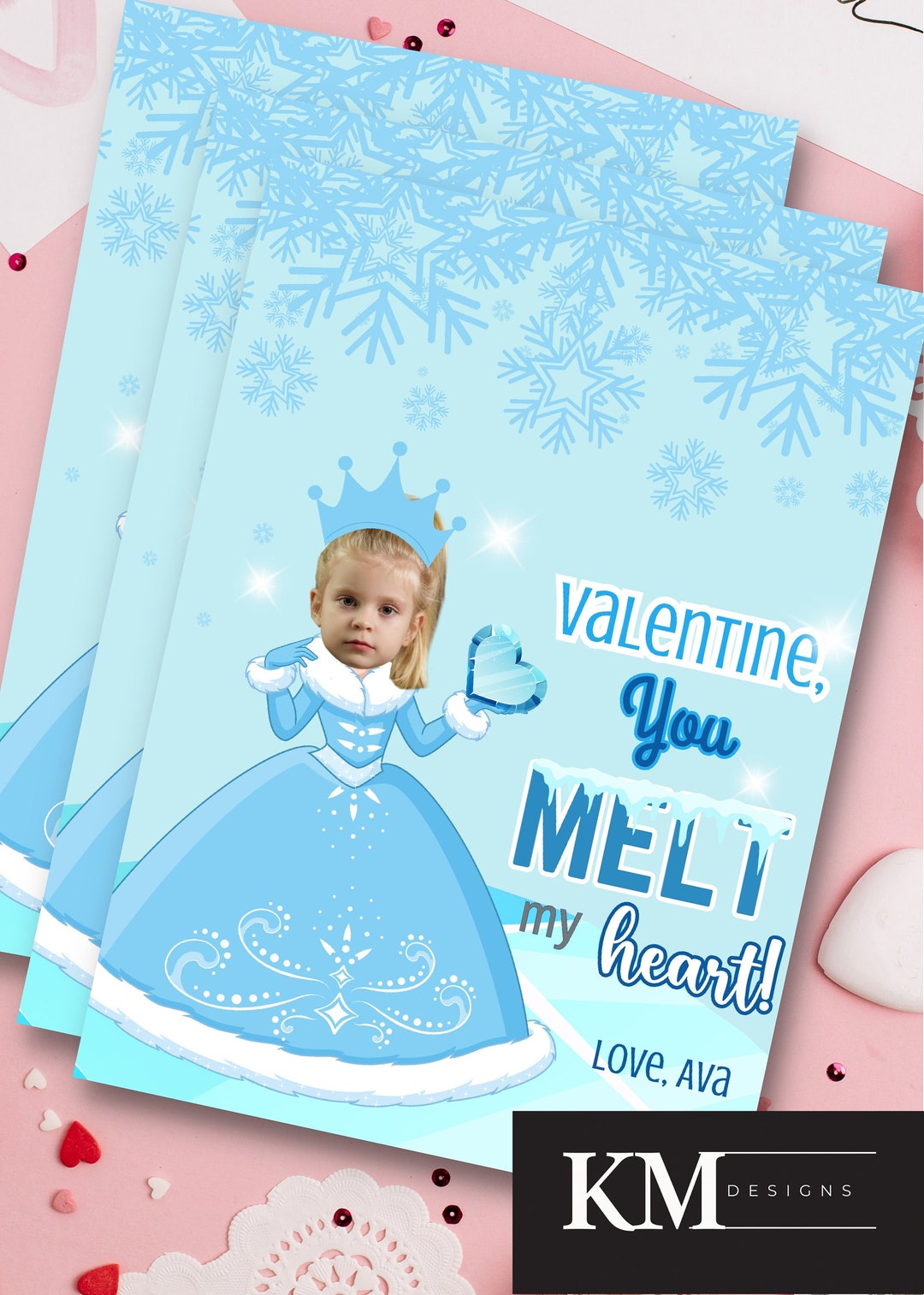 Ice Snow Princess Valentines, Snow Queen Valentine Cards, Personalized ...