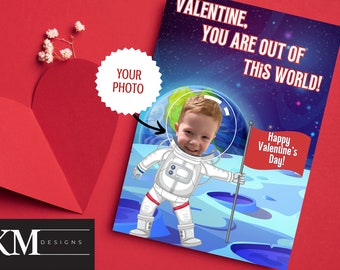 Girl Outer Space Valentine Card, Space Valentine's Day Card for Kids ...
