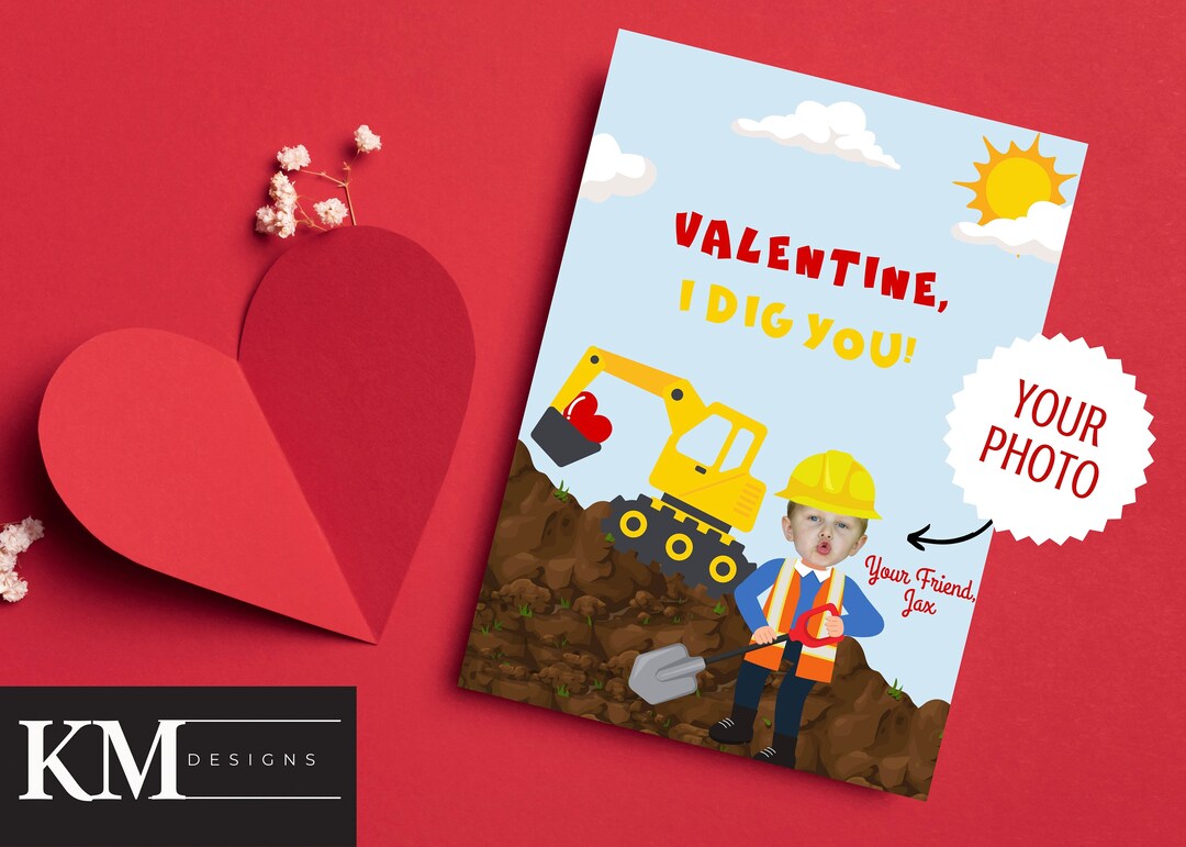 Construction Valentine, Digital Photo Valentine, Truck Valentine ...
