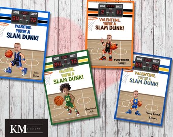 Basketball Valentine With Customized Uniform Colors, Slam Dunk ...