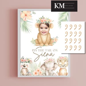Custom Pin the Tail on the Monkey Printable Game | Girl Jungle Safari ...