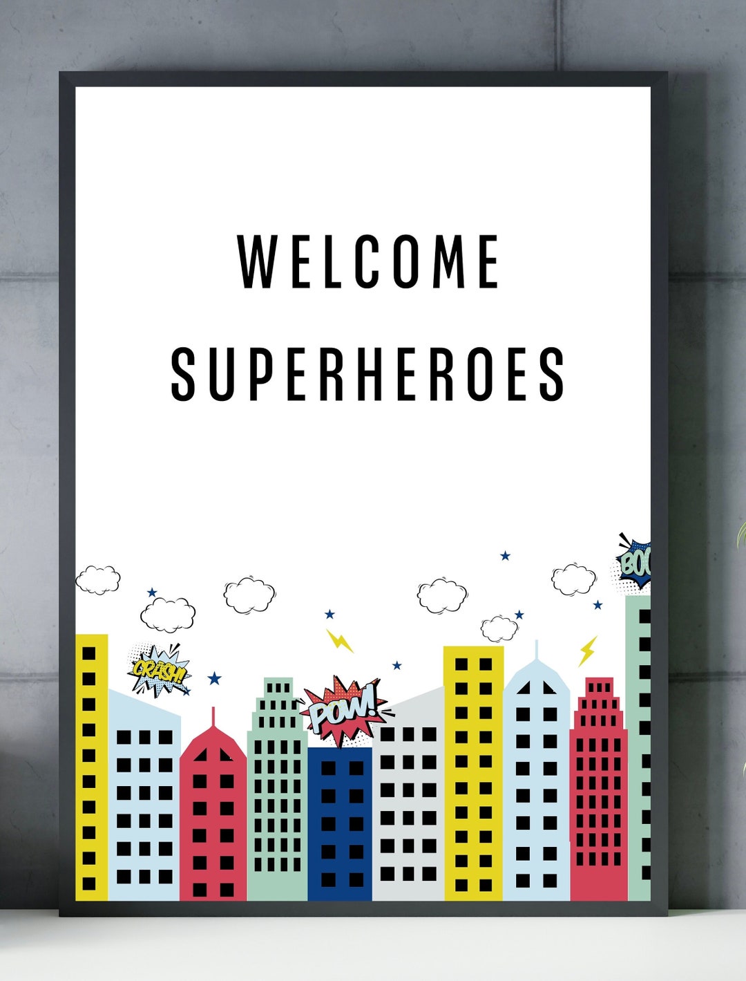 Superhero Birthday Welcome Sign, Modern Superhero Birthday, Superhero ...