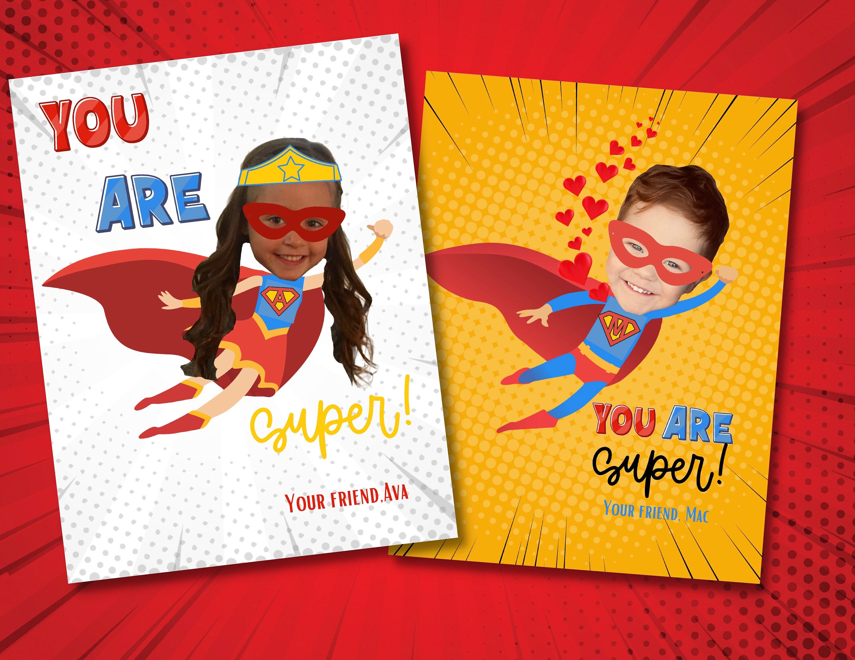 Custom Photo Super Hero Valentine Printable Valentine - Etsy