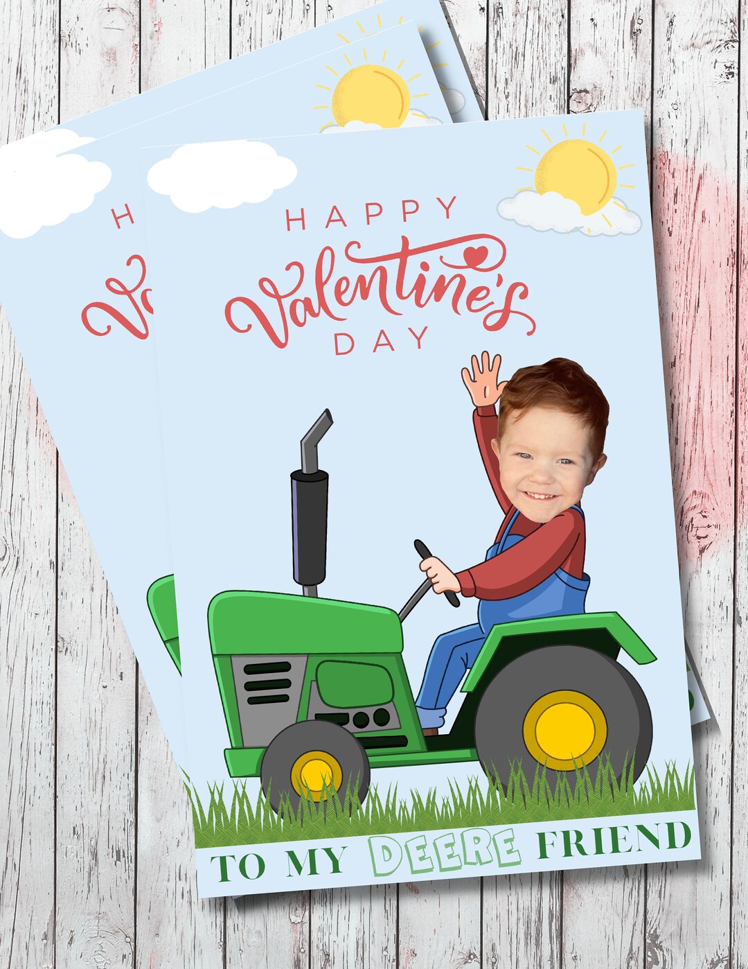 Tractor Valentines, Custom Photo Tractor Valentine, Personalized ...