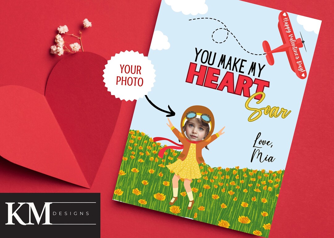 Pilot Valentines Girls, Airplane Valentine Cards, Personalized ...