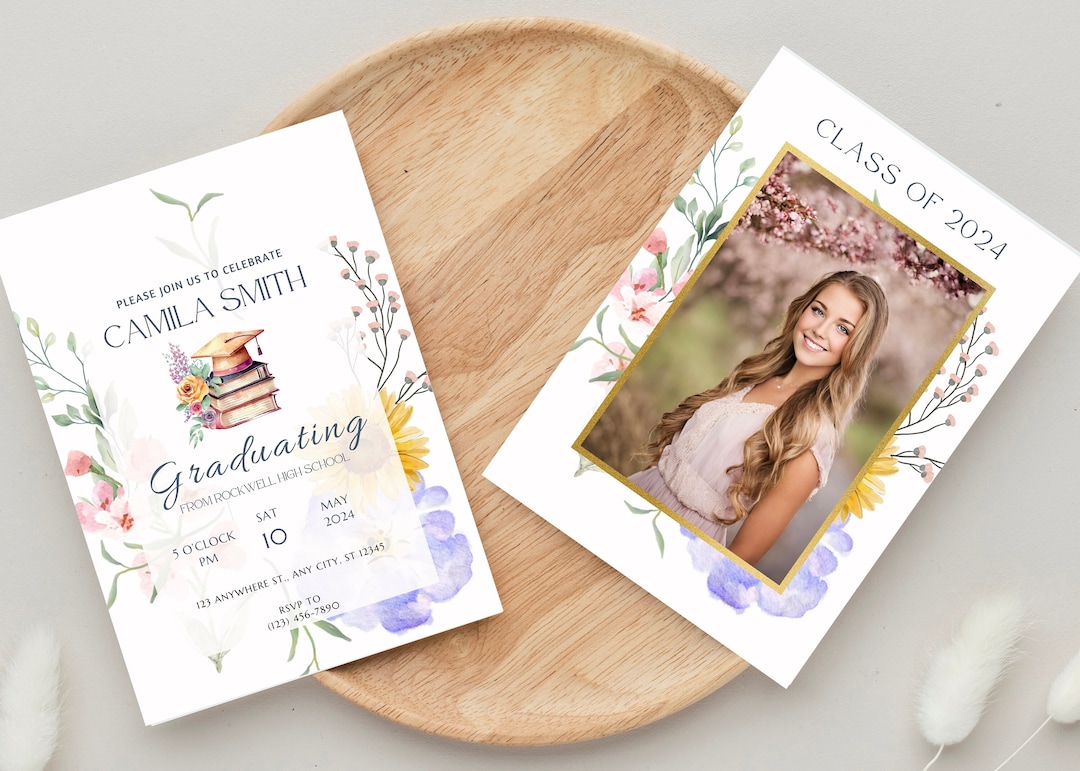 Wildflower Graduation Party Invitation, Wildflower Graduation ...