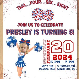Cheerleader Invitation, Cheer Photo Birthday Invite, Custom Picture ...