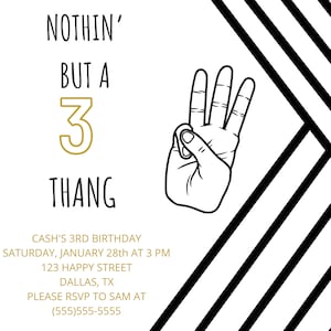 3 Thang Invitation, 3rd Birthday Invitation, Hip Hop Invitation ...