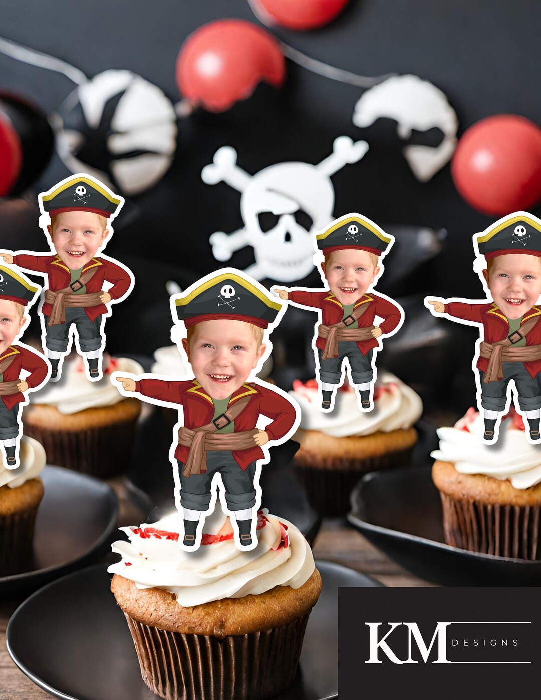 Personalized Pirate Face Cupcake Topper, Printable Pirate Cupcake ...