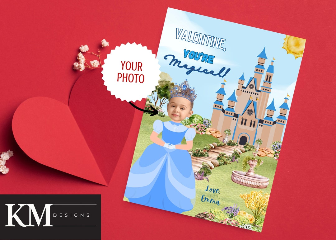 Princess Valentines, Photo Valentine for Kids, Valentine, Princess ...