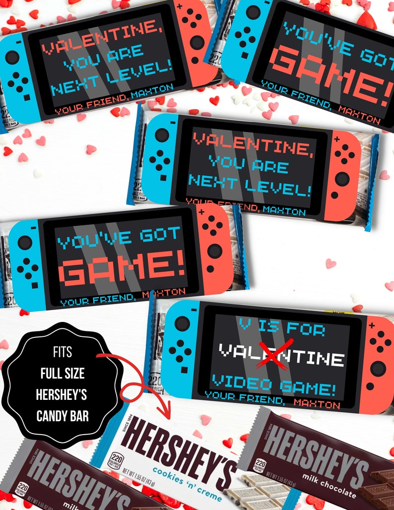 Gamer Valentine Wrapper Hershey Chocolate Bar PRINTABLE Classroom ...