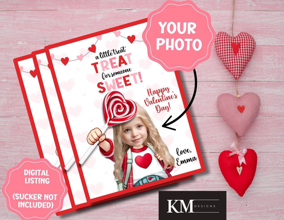 Personalized Valentine Day Card for Kids | Lollipop Insert for ...