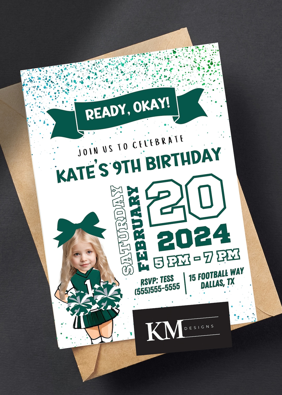 Cheerleader Invitation, Custom Photo Cheer Invite, Printable Cheer ...