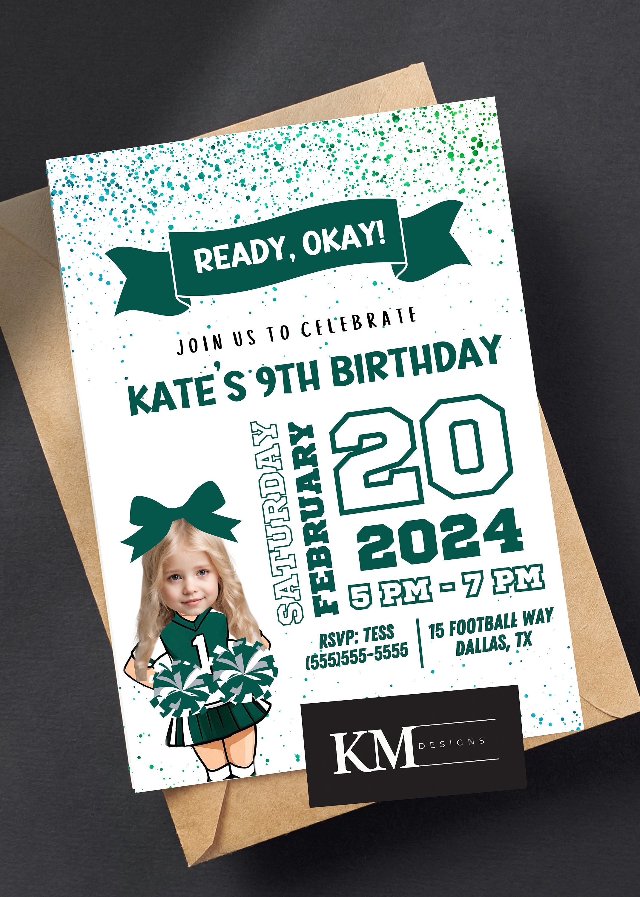 Cheerleader Invitation, Custom Photo Cheer Invite, Printable Cheer ...