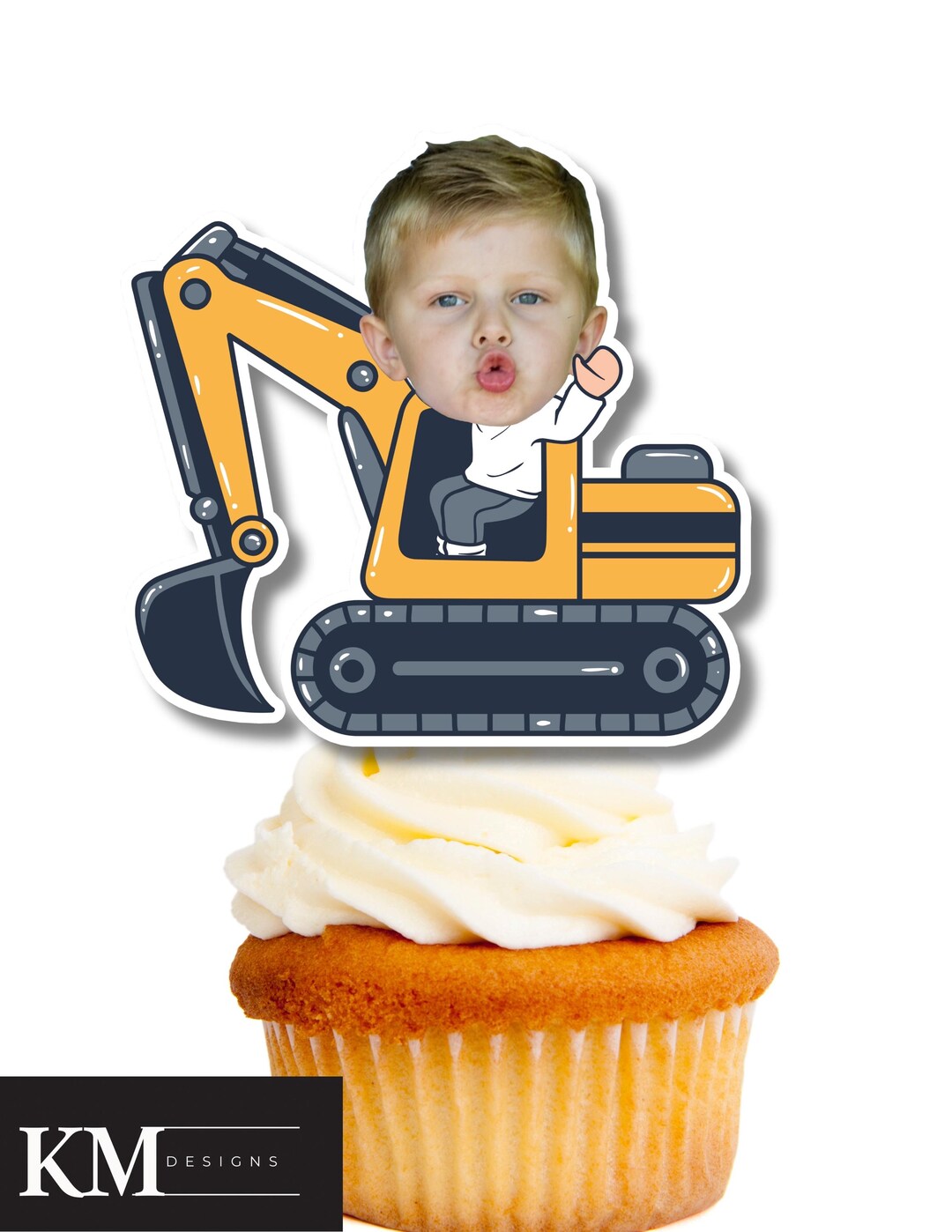 Construction Cupcake Topper, Custom Photo Construction Cake Topper ...