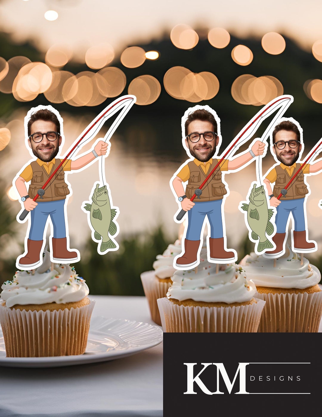 Fisherman Cupcake Topper for Dad , Printable Cupcaketopper for Grandpa ...