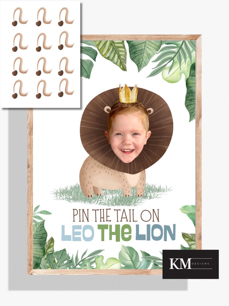 Custom Pin the Tail on the Lion Printable Game | Jungle Safari Birthday ...