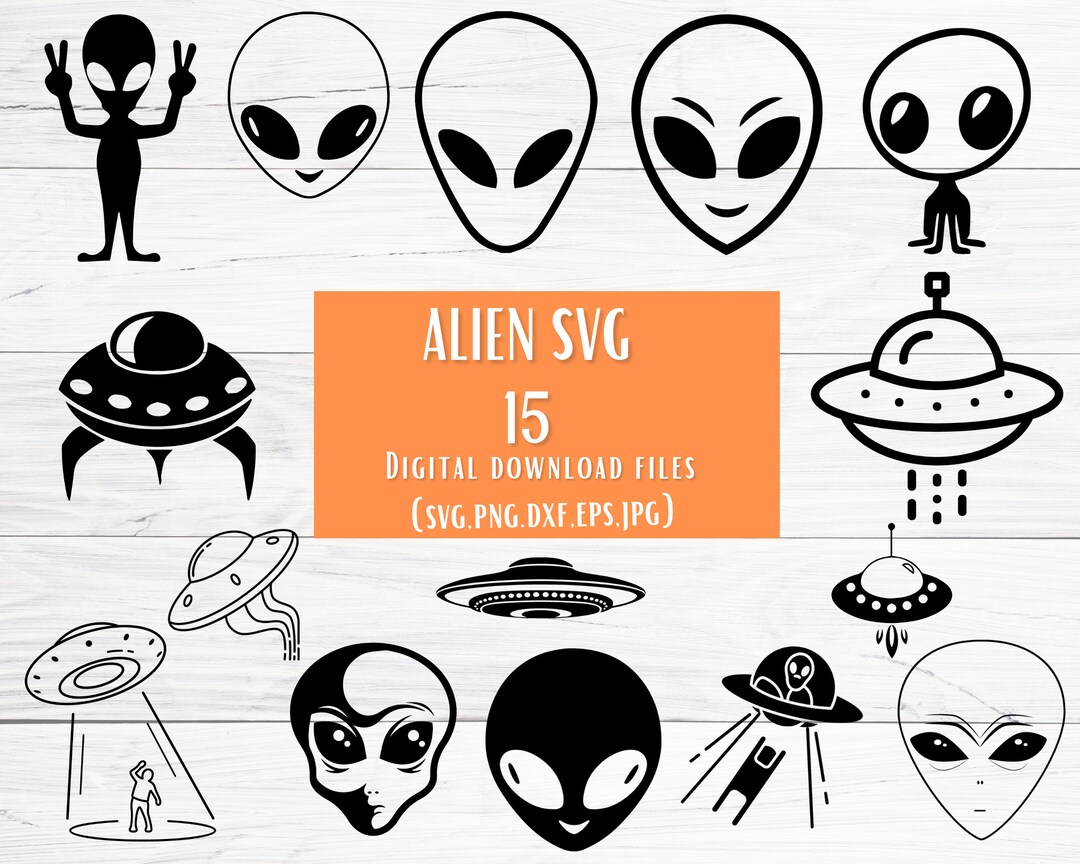 Alien Svg, Alien Png, Alien Clipart, Alien Svg Bundle, Alien Head Svg ...