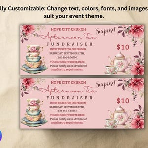 Tea Party Ticket: Floral Canva Template (digital Download) - Etsy