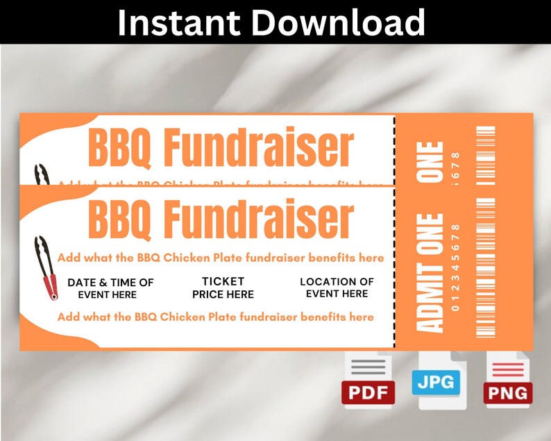 BBQ Fundraiser Ticket: Editable Cookout Invitation (digital Download ...