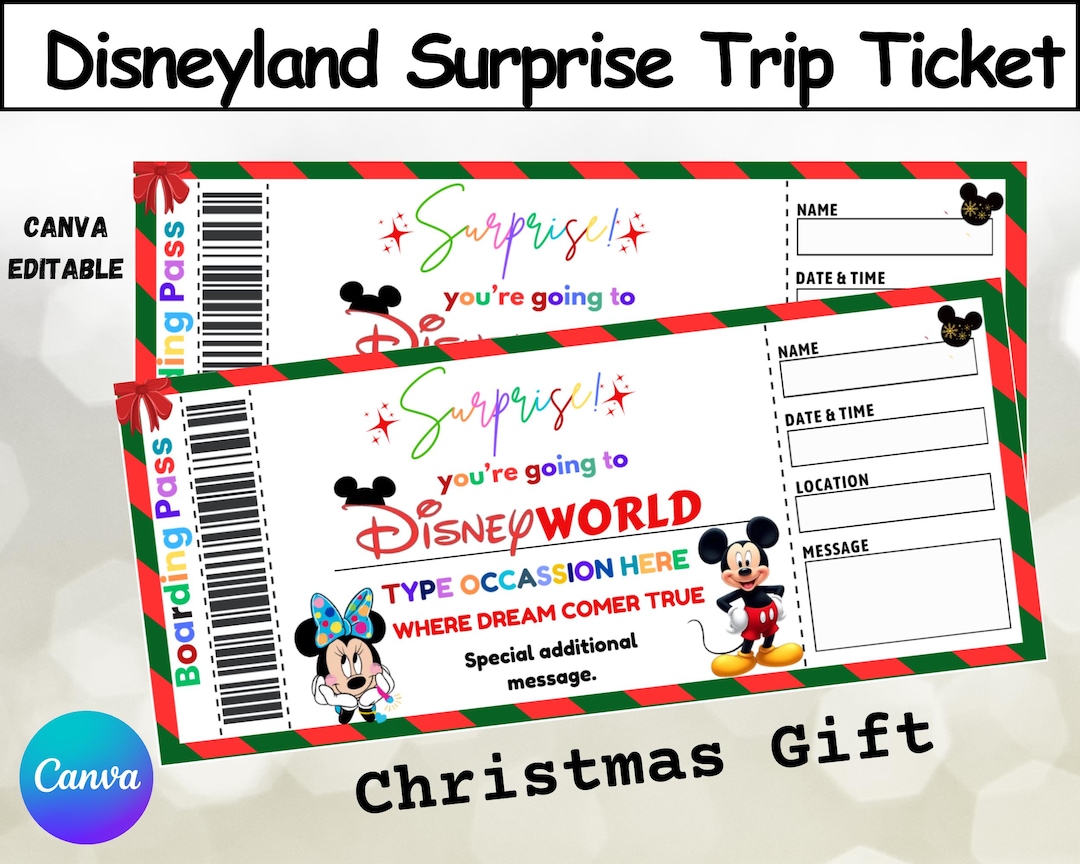 Printable Disneyland Ticket, Surprise Disneyland Ticket, Disneyland ...