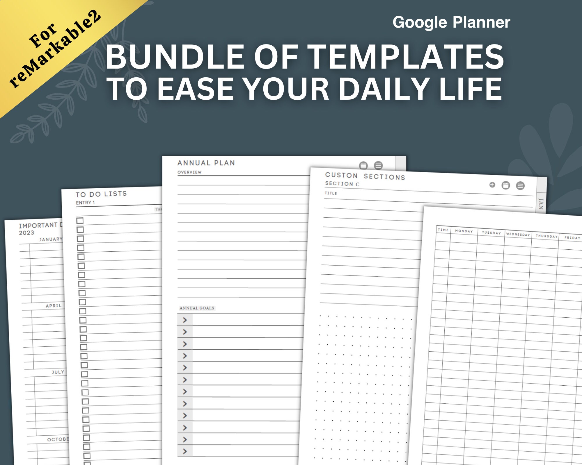 Remarkable 2 Templates Undated Weekly Planner 2023 Weekly Organizer ...