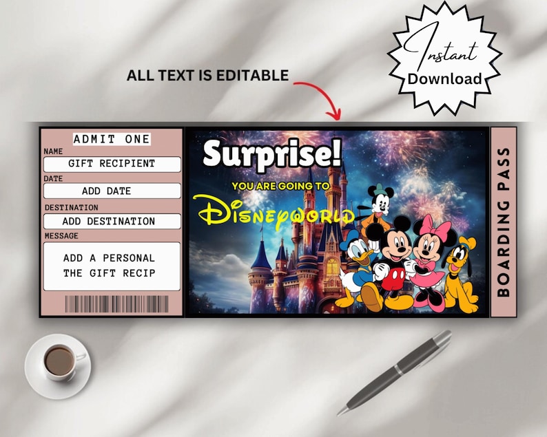 Disneyland and Disneyworld Ticket | Family Trip Surprise, Custom ...