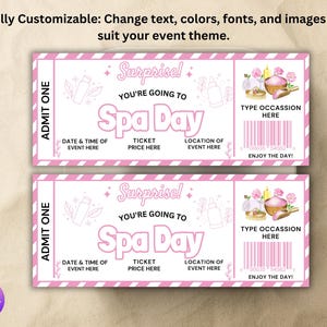 Editable Spa Day Ticket: Printable Relaxation Gift Voucher (digital ...