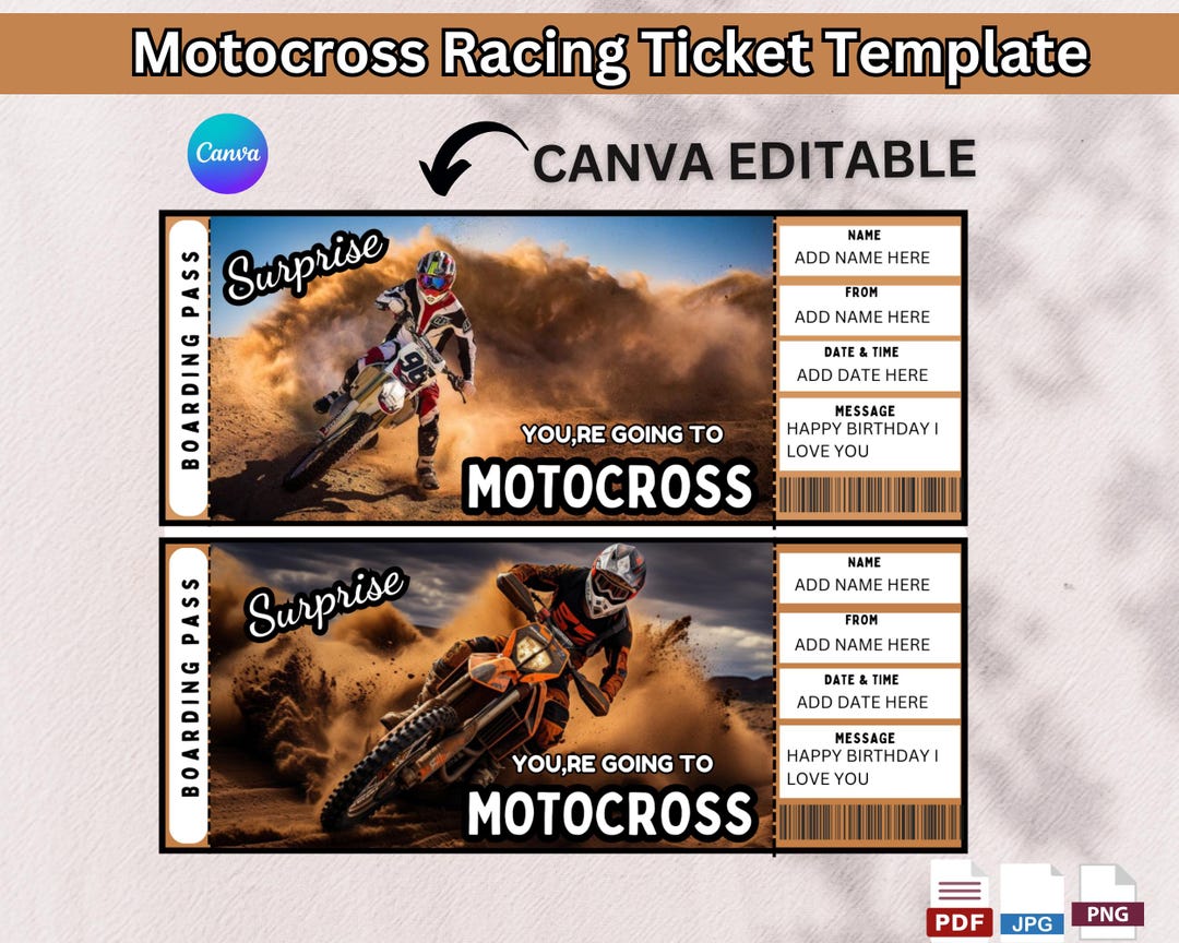 Motocross Racing Ticket: Surprise Trip Reveal (digital Download) - Etsy