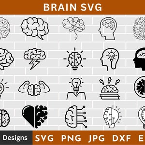 Brain Svg Bundle, Brain Clipart, Brain Png, Human Brain Svg, Floral ...