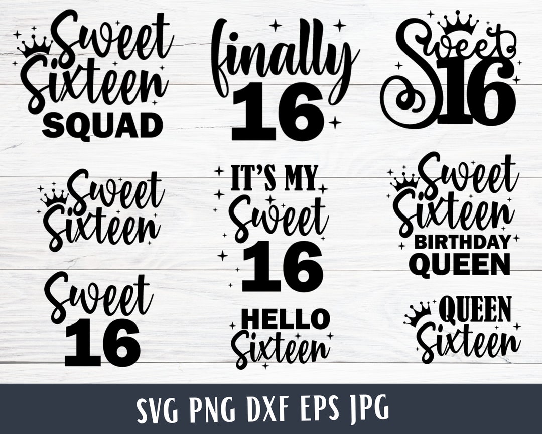 Sweet Sixteen SVG Bundle: Birthday Designs (digital Files) - Etsy