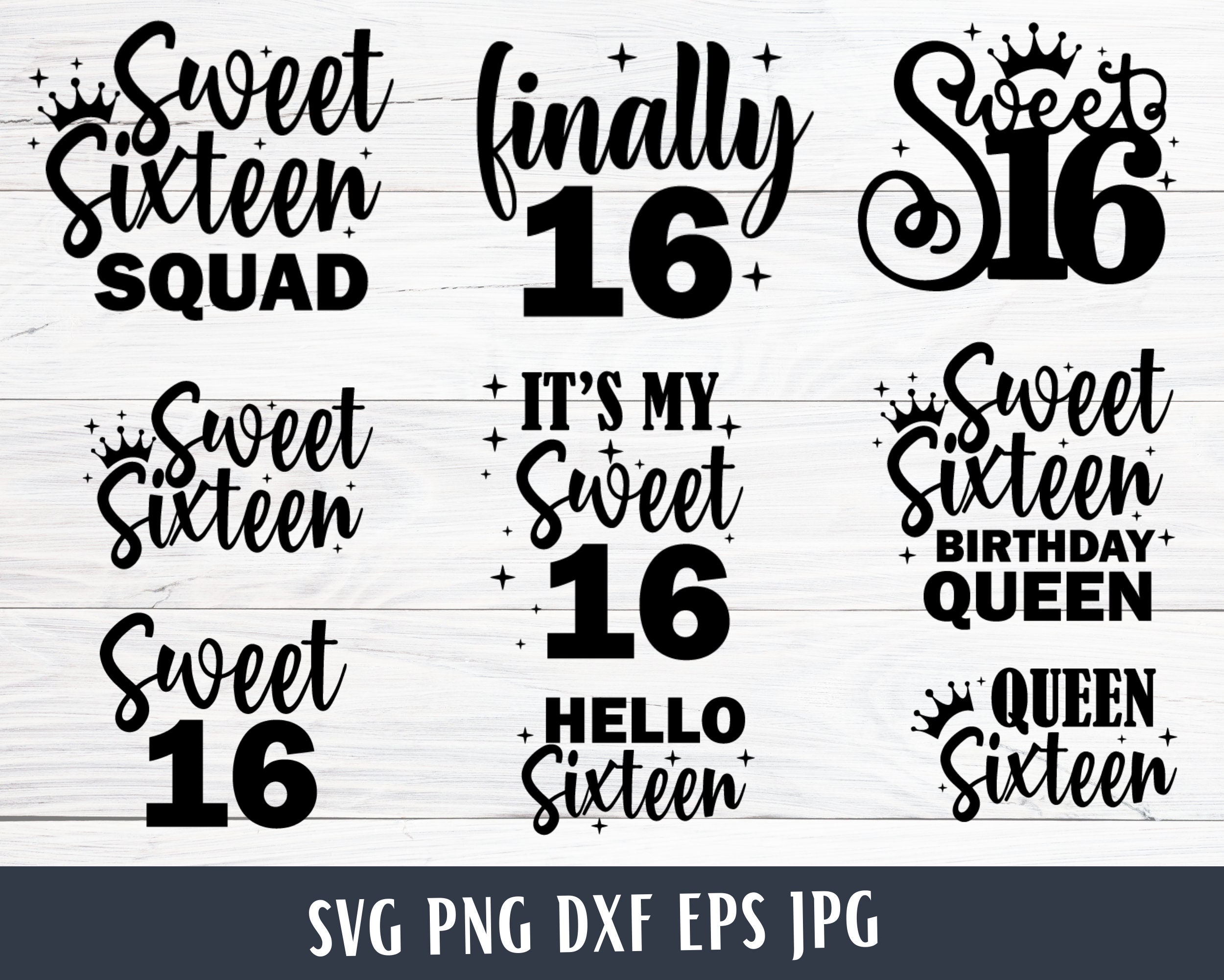 16th Birthday Svg Sixteen Svg Happy Birthday Svg Sweet 16 Etsy
