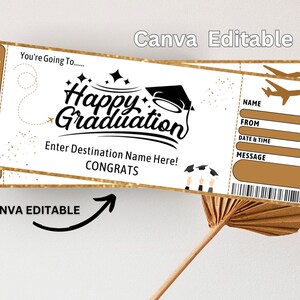 Graduation Surprise Trip Ticket: Editable Boarding Pass Template ...