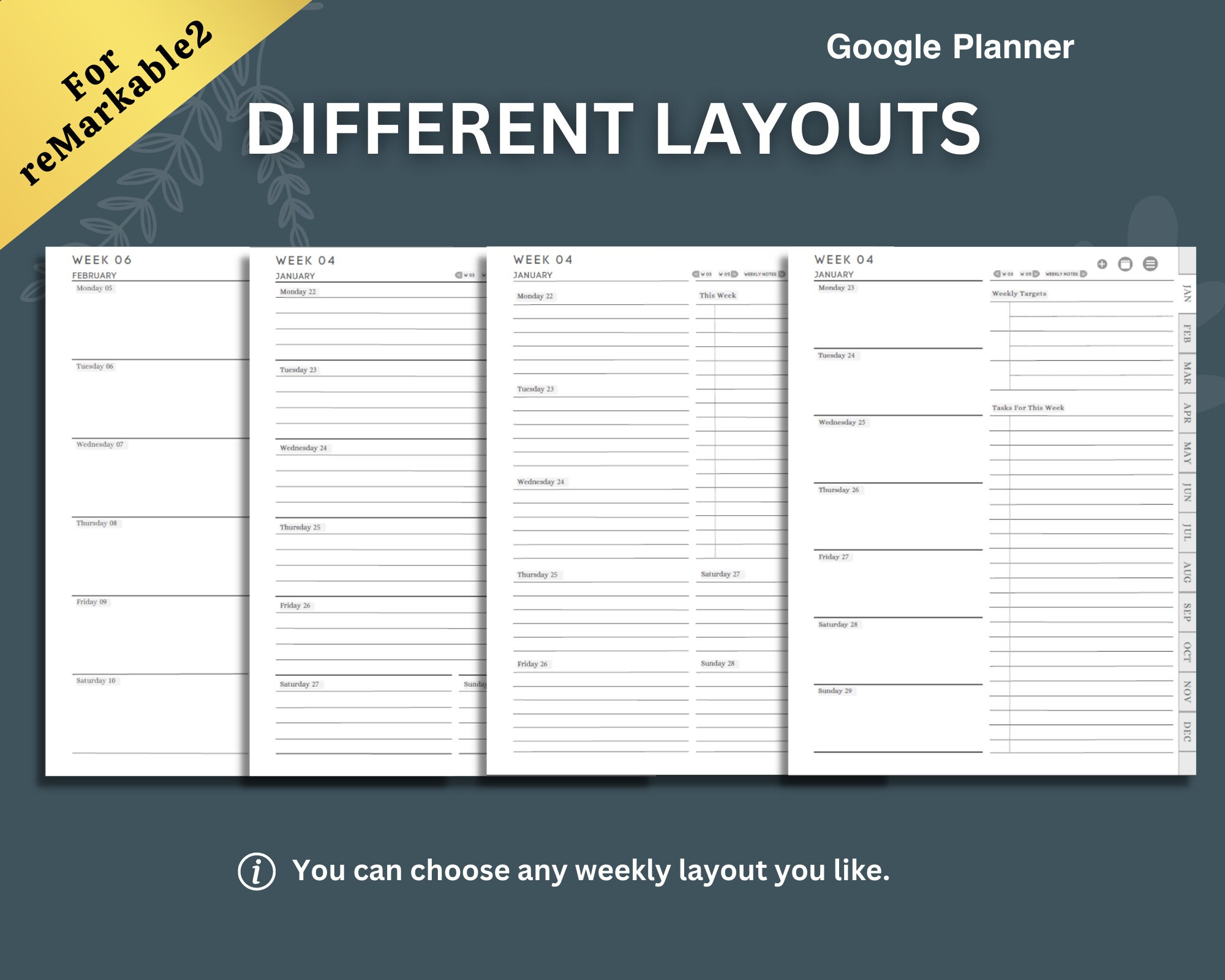 Remarkable 2 Templates Undated Weekly Planner 2023 Weekly Organizer ...