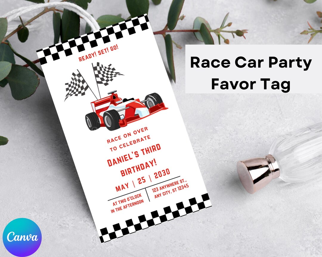 Race Car Party Favor Tag, Party Favor Tag, Birthday Favor Tag ...