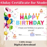 Printable Happy Birthday Certificate - Etsy