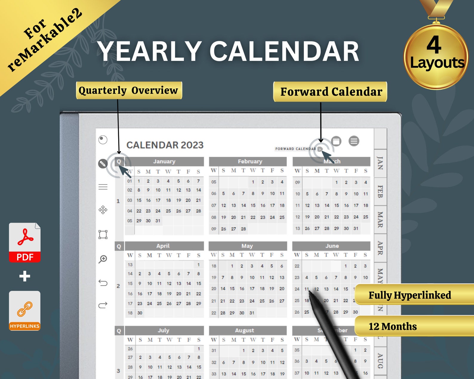 Remarkable 2 Templates Undated Weekly Planner 2023 Weekly Organizer ...