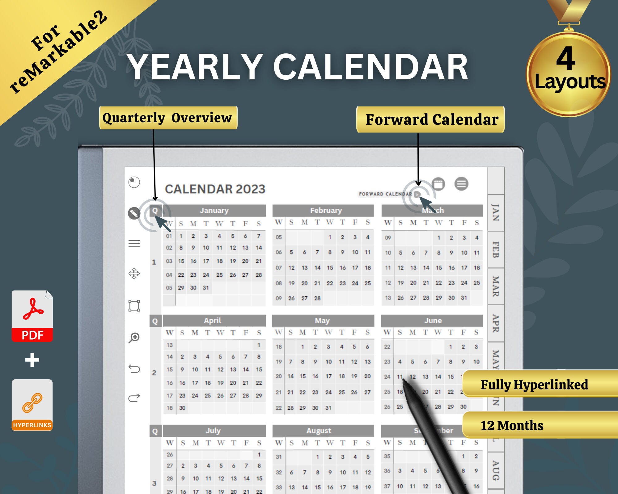 Remarkable 2 Templates Undated Weekly Planner 2023 Weekly Organizer ...