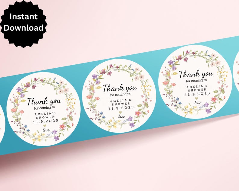 Floral Bridal Shower Favor Tag: Editable Canva Template (PDF) - Etsy